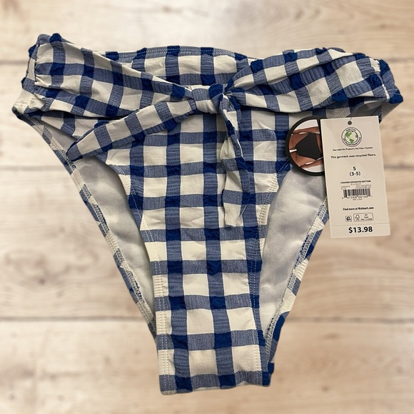 Faded Glory | Swim | Bnwt No Boundaries Tie Front Blue White Checkered ...